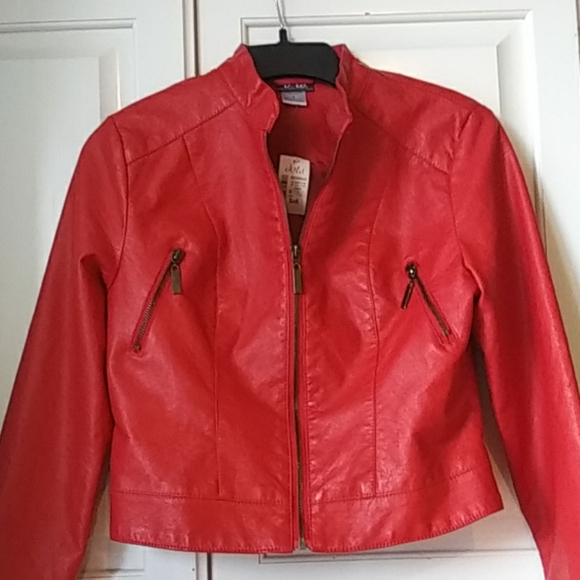 Dots | Jackets & Coats | Red Faux Leather Jacket | Poshmark